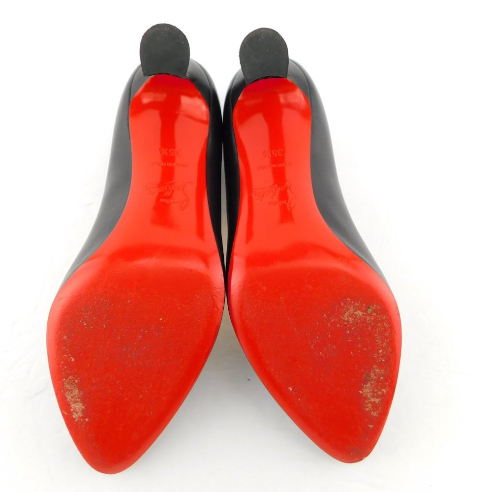 Christian Louboutin Black Scalloped Leather Heel Pump Gem